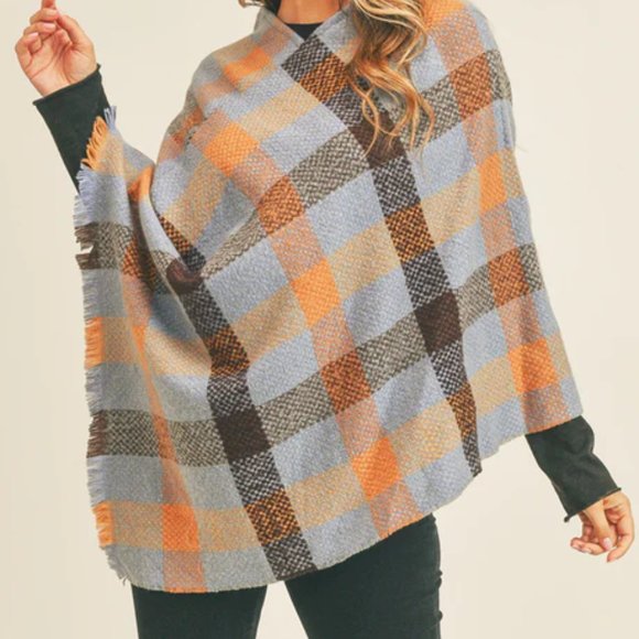 Accessories | Multi Color Check Pattern Poncho | Poshmark